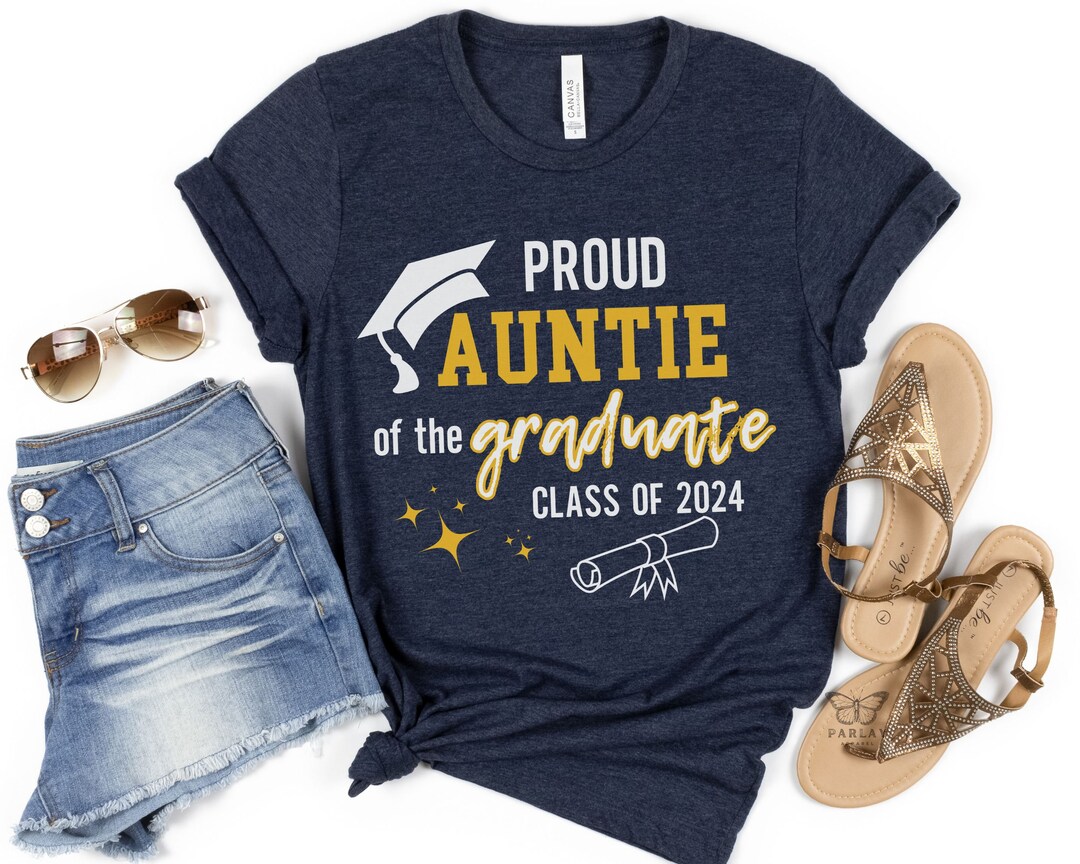 Custom Proud Auntie Class of 2024 Graduation Family Shirts, Graduation ...
