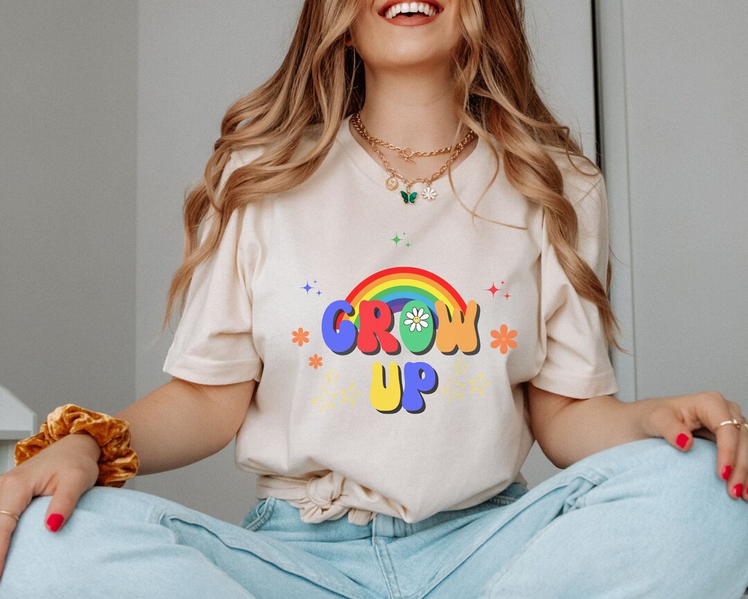 Rainbow Grow up Shirt, Clowncore Aesthetic Clothing, Kidcore Aesthetic ...