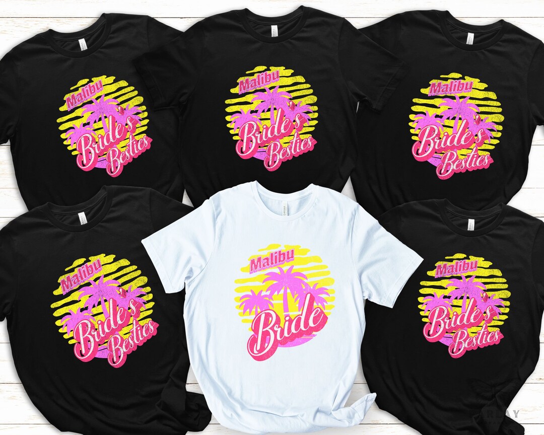 Malibu Bride Pink Barb Bachelorette Party Shirts, Bride and Bestie ...