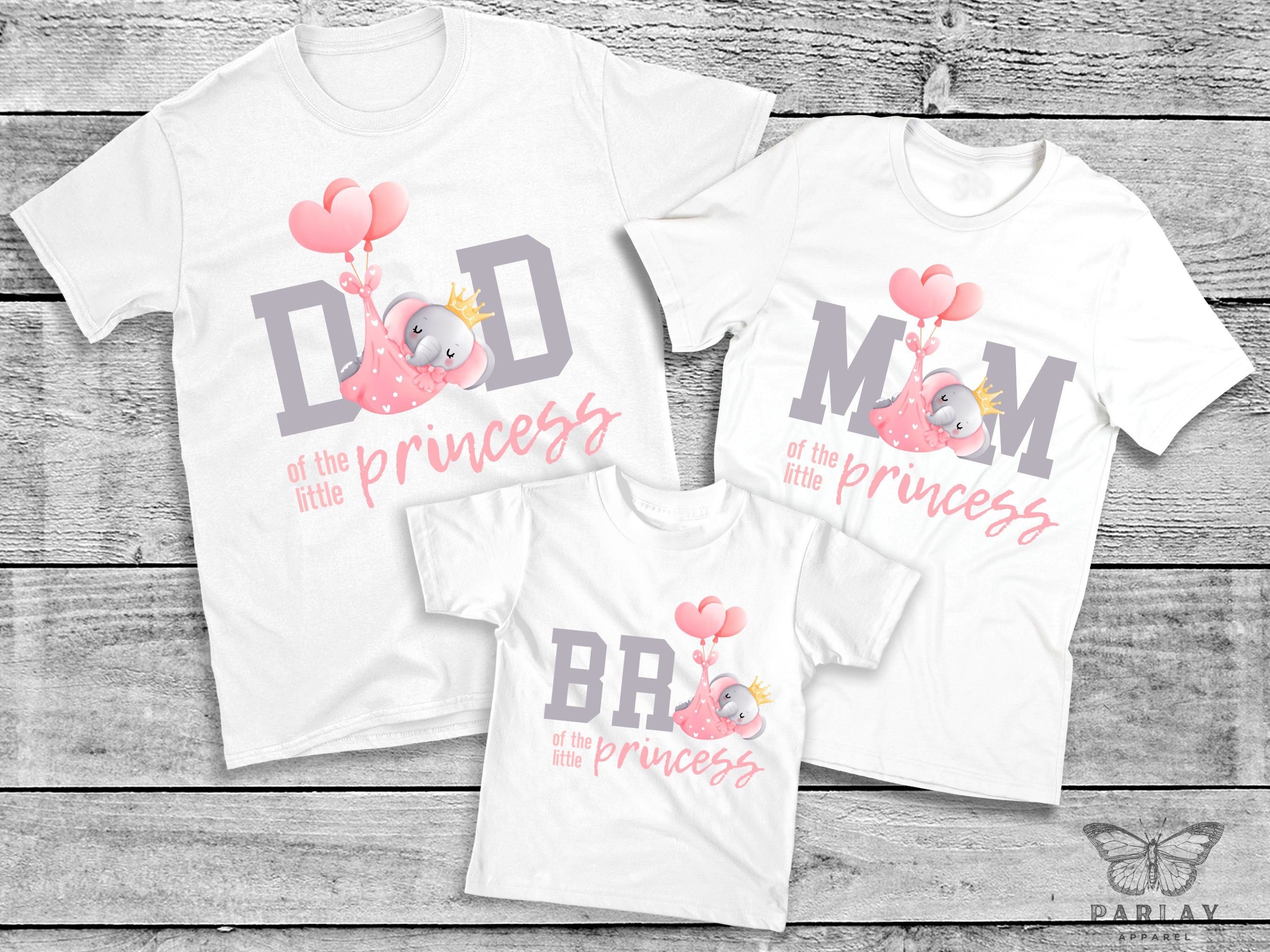 Baby Shower Princess Shirts, Pink Elephant Baby Shower Tees, Matching Birthday Princess Shirts ...
