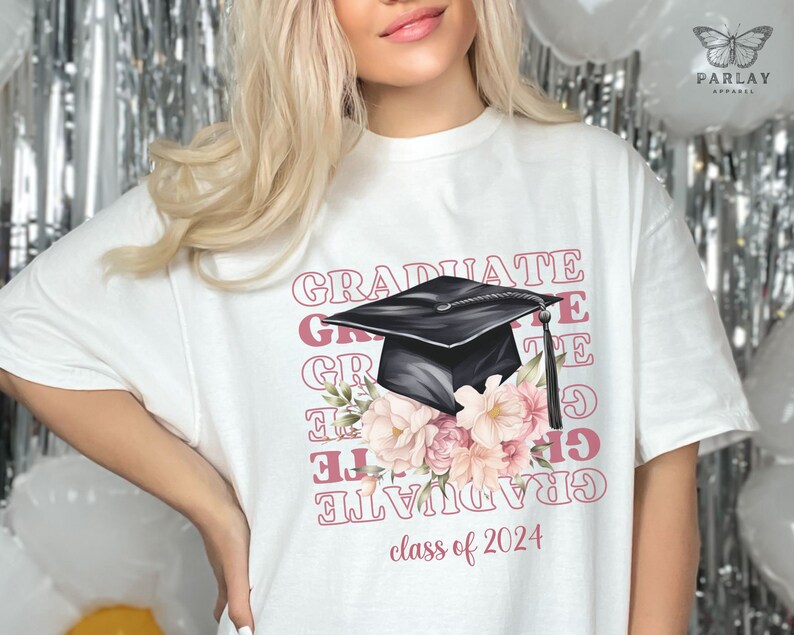 Floral Graduation Cap Shirt, High School Graduation Senior Shirt ...