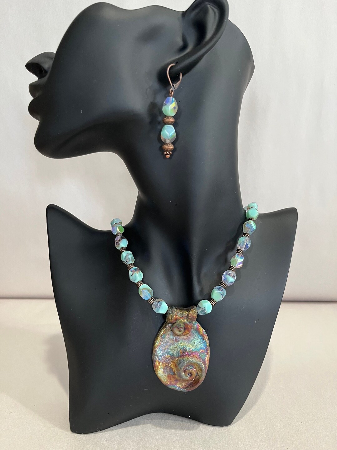 A Little Bit of Fire and Ice Raku Necklace - Etsy