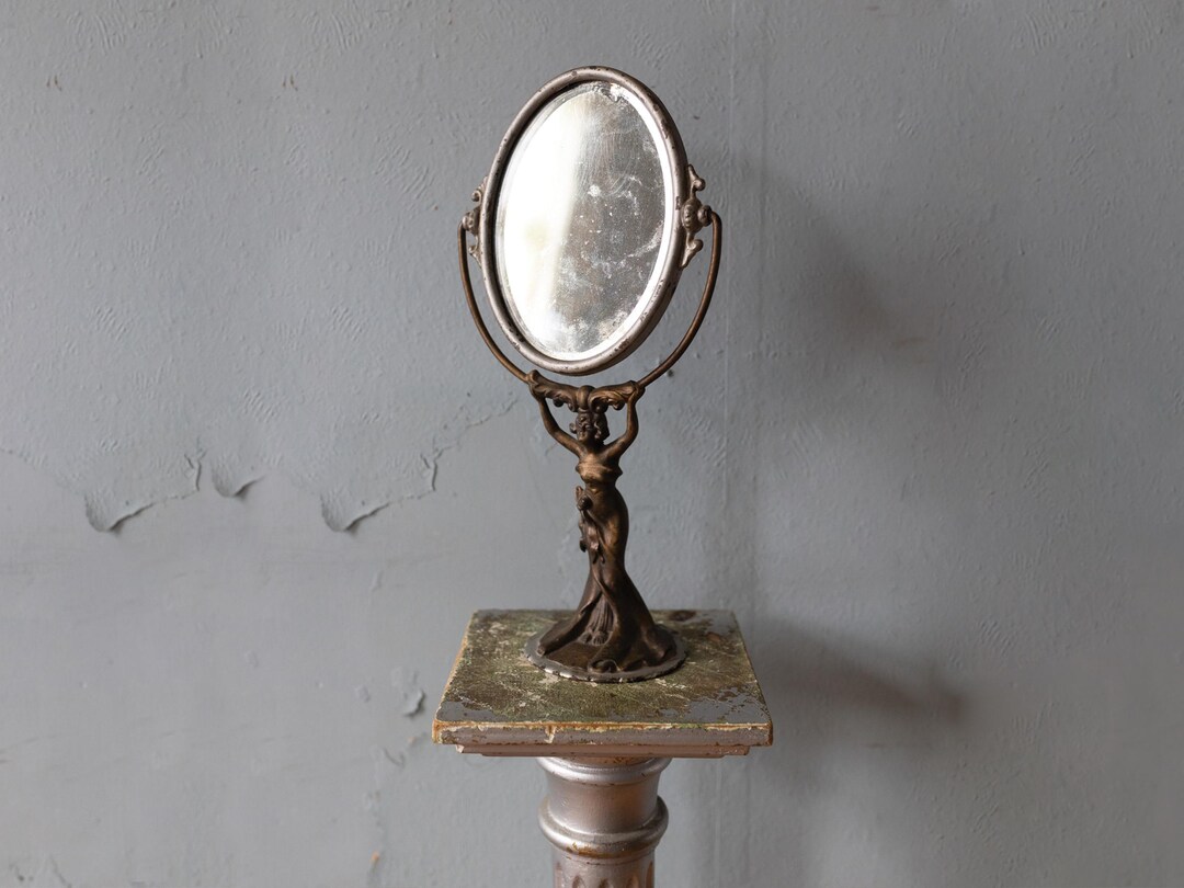 Antique Vintage 10s/20s Art Deco / Art Nouveau Lady Mirror / Cast Metal ...