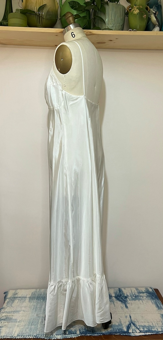 Vintage 1940s White Bias Cut Rayon Satin Slip Dress Gem