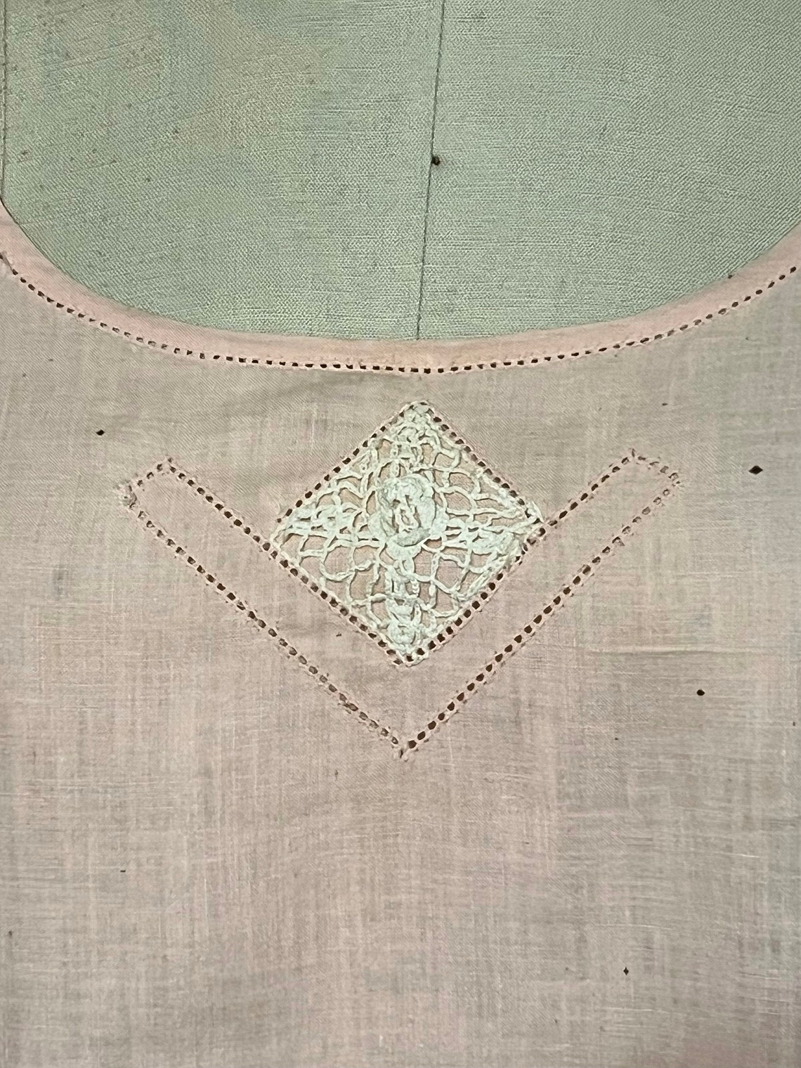 Antique / Vintage Pink 1920s Cotton Flapper Style Slip Dress W/ Crochet ...