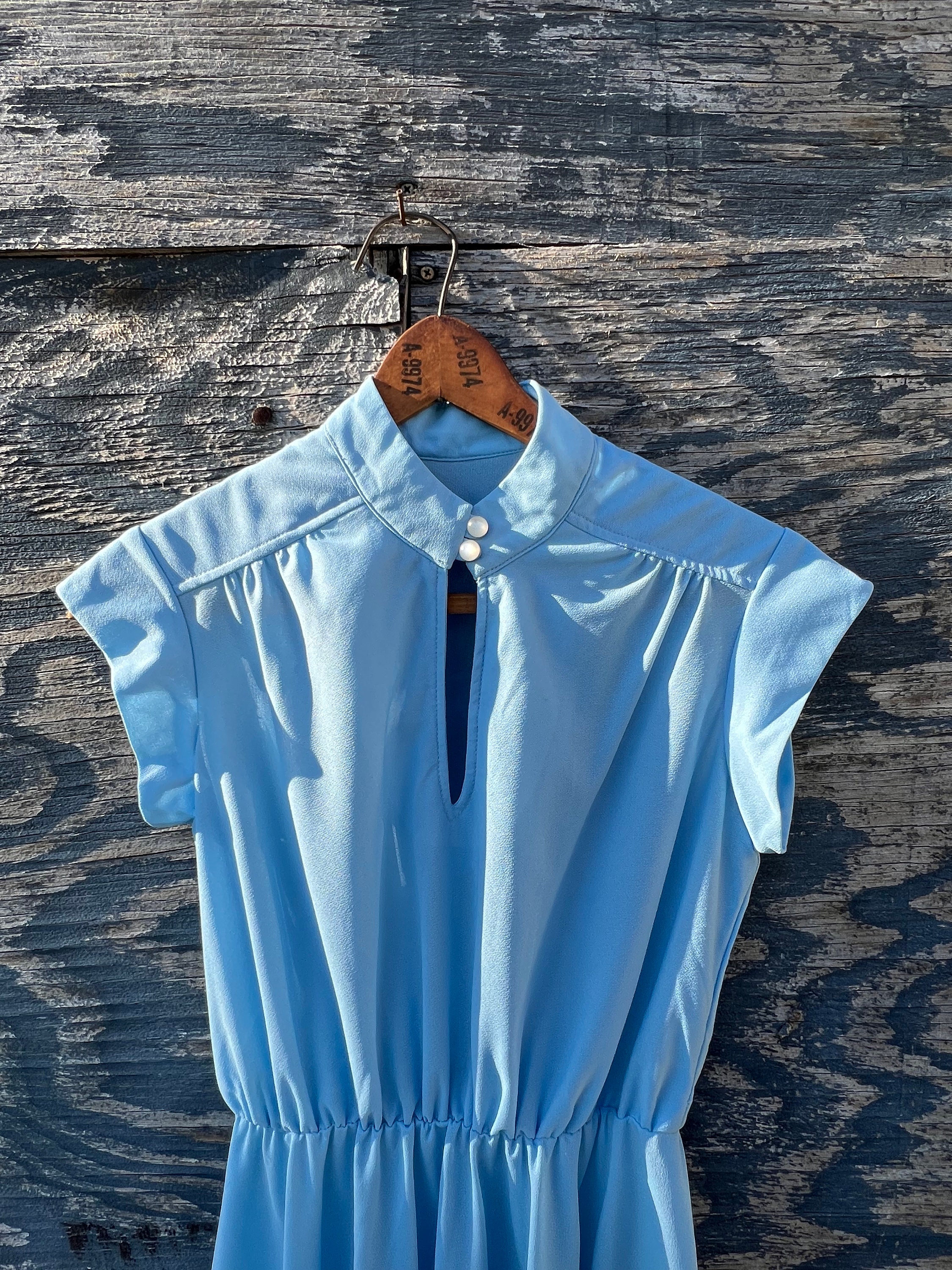 Vintage 70s Powder Blue Polly Summer Dress - Etsy