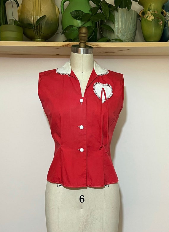 1950s Vintage White Blouse Gem