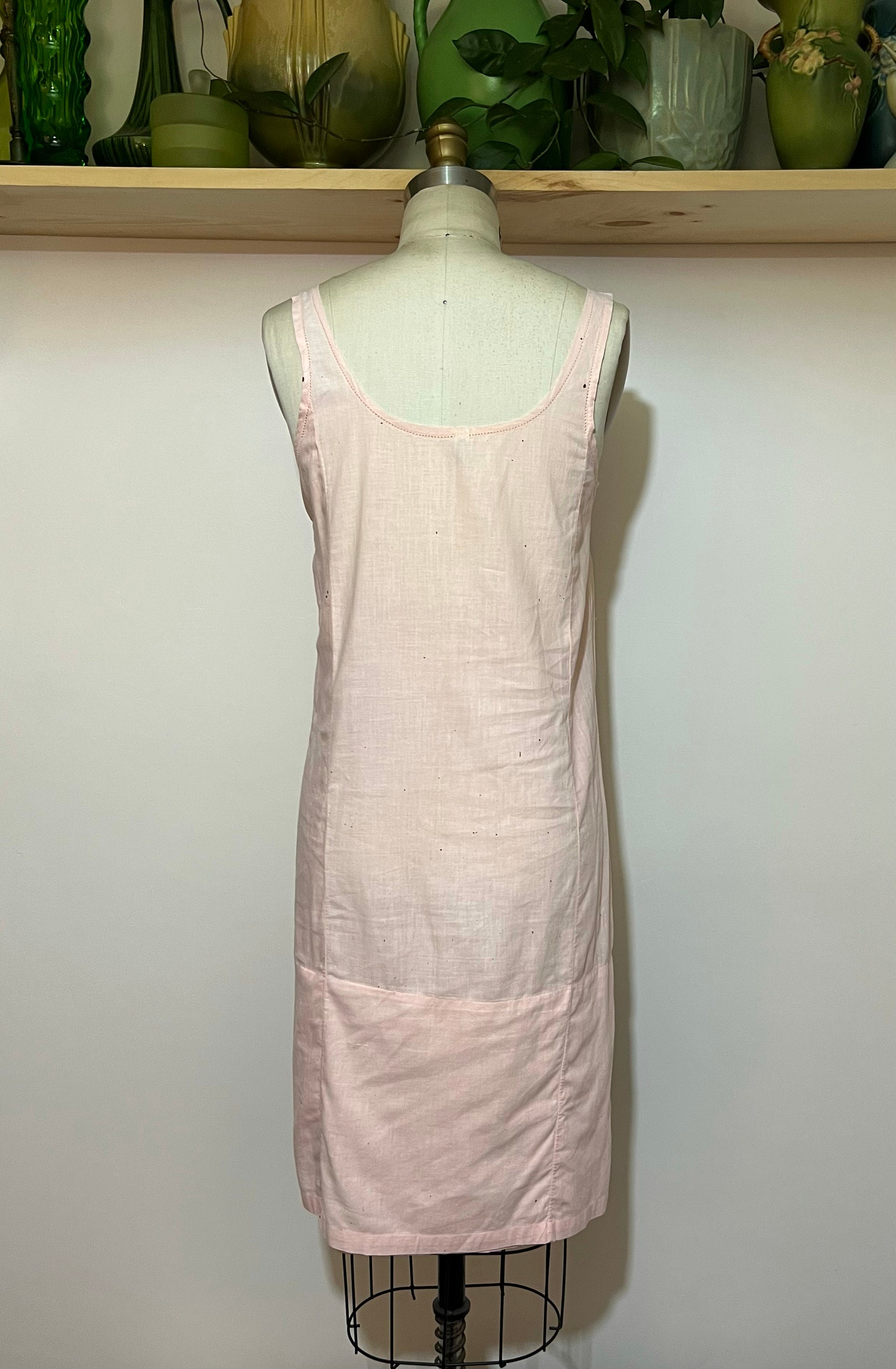 Antique / Vintage Pink 1920s Cotton Flapper Style Slip Dress W/ Crochet ...