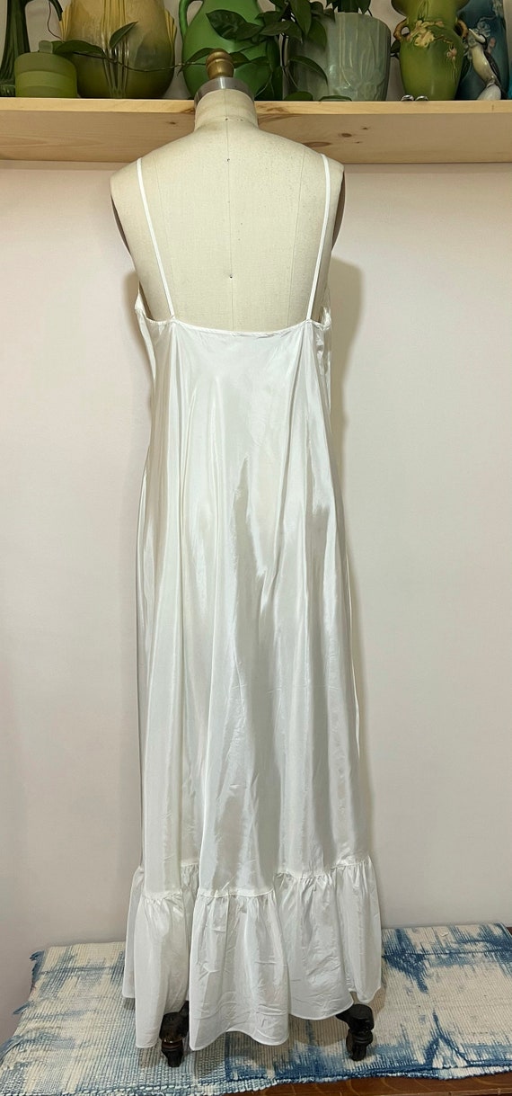 Vintage 1940s White Bias Cut Rayon Satin Slip Dress Gem