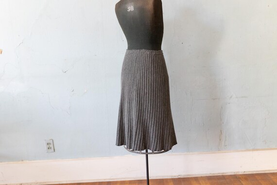 Vintage 1950s heather grey rib knit wool skirt - Gem
