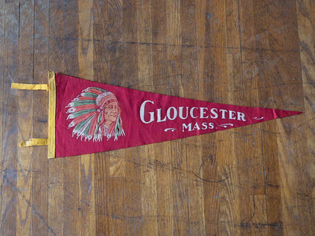 Vintage Early Gloucester Massachusetts Souvenir Pennant Flag - Native ...