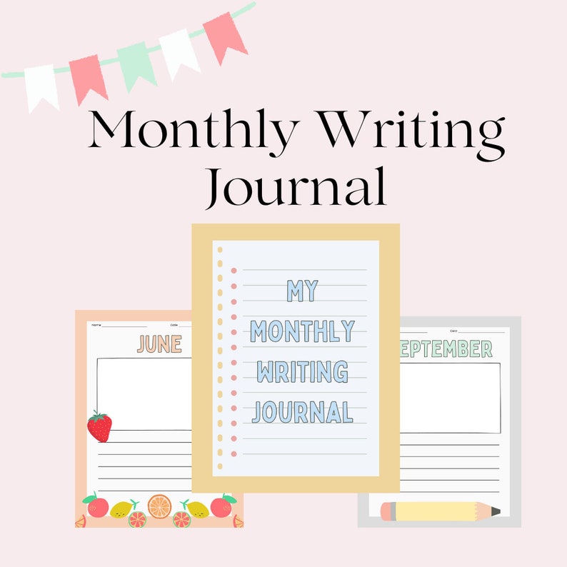 Monthly Writing Journal Printable, Monthly Journaling, Writing Prompts ...