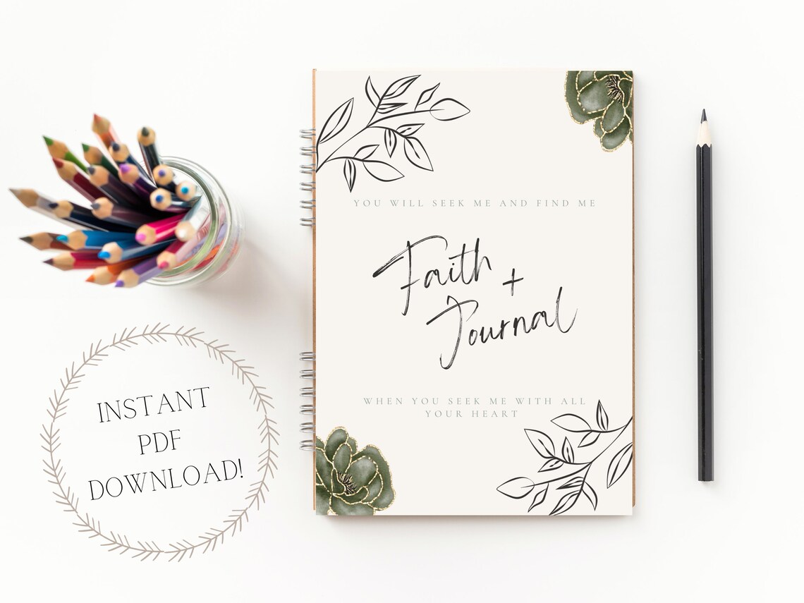 Digital OR Printable Faith Journal Bible Study Notebook for Christians ...