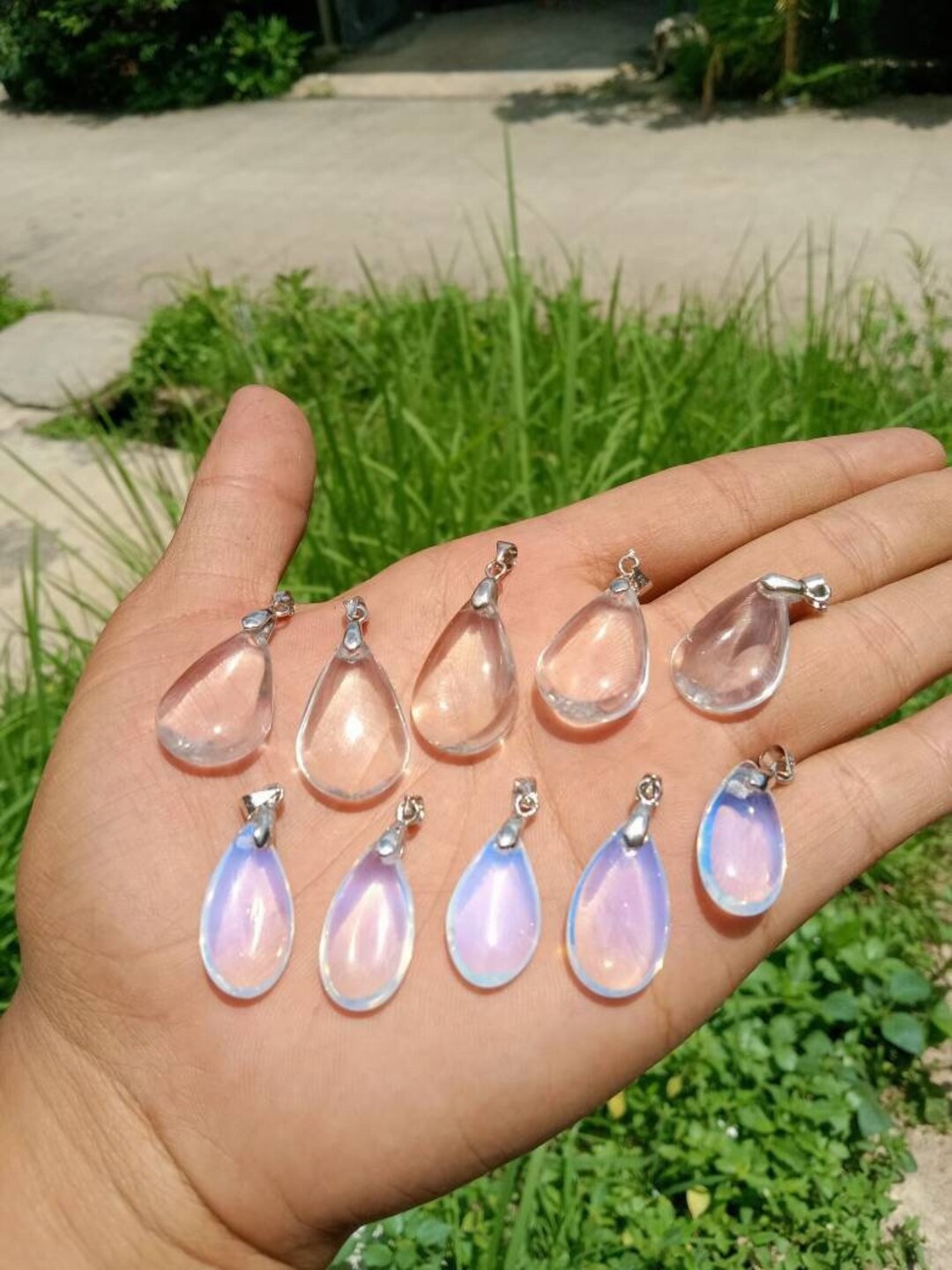 10 Pcs Beautiful Andara Crystals With Bluish-green and Bright White ...