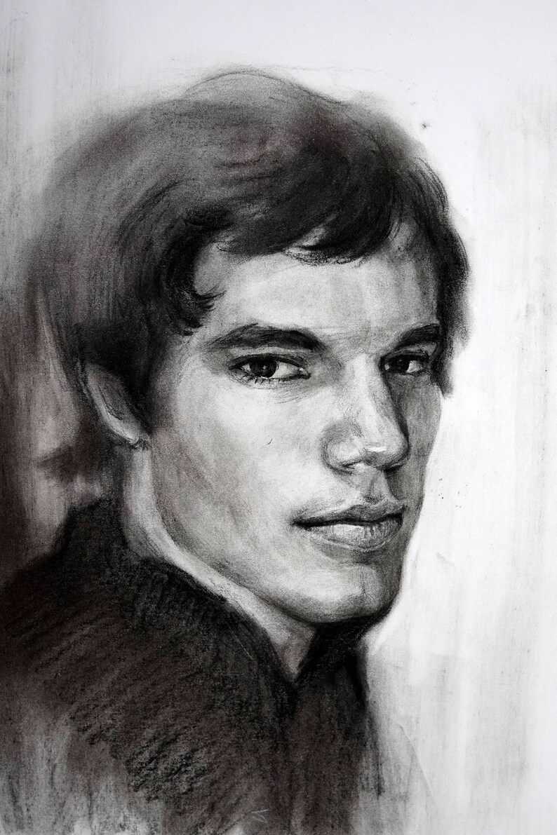 Hand Drawn Portrait Charcoal Custom Portrait From Photo Etsy