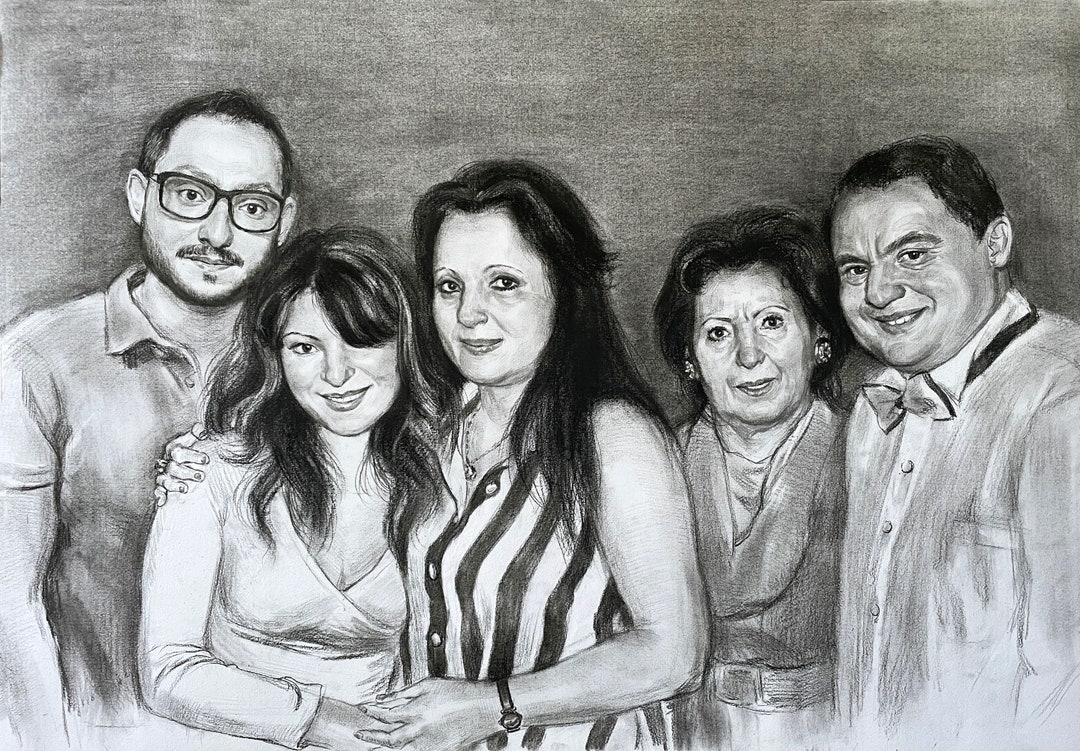 Custom Family Portrait, Sketch From Photo, Couple Illustration, Hand ...