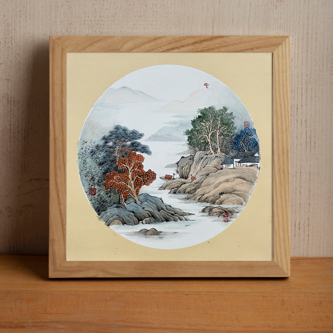 Traditional Chinese Painting, Asian Watercolor Landscape Wall Art, Hand ...