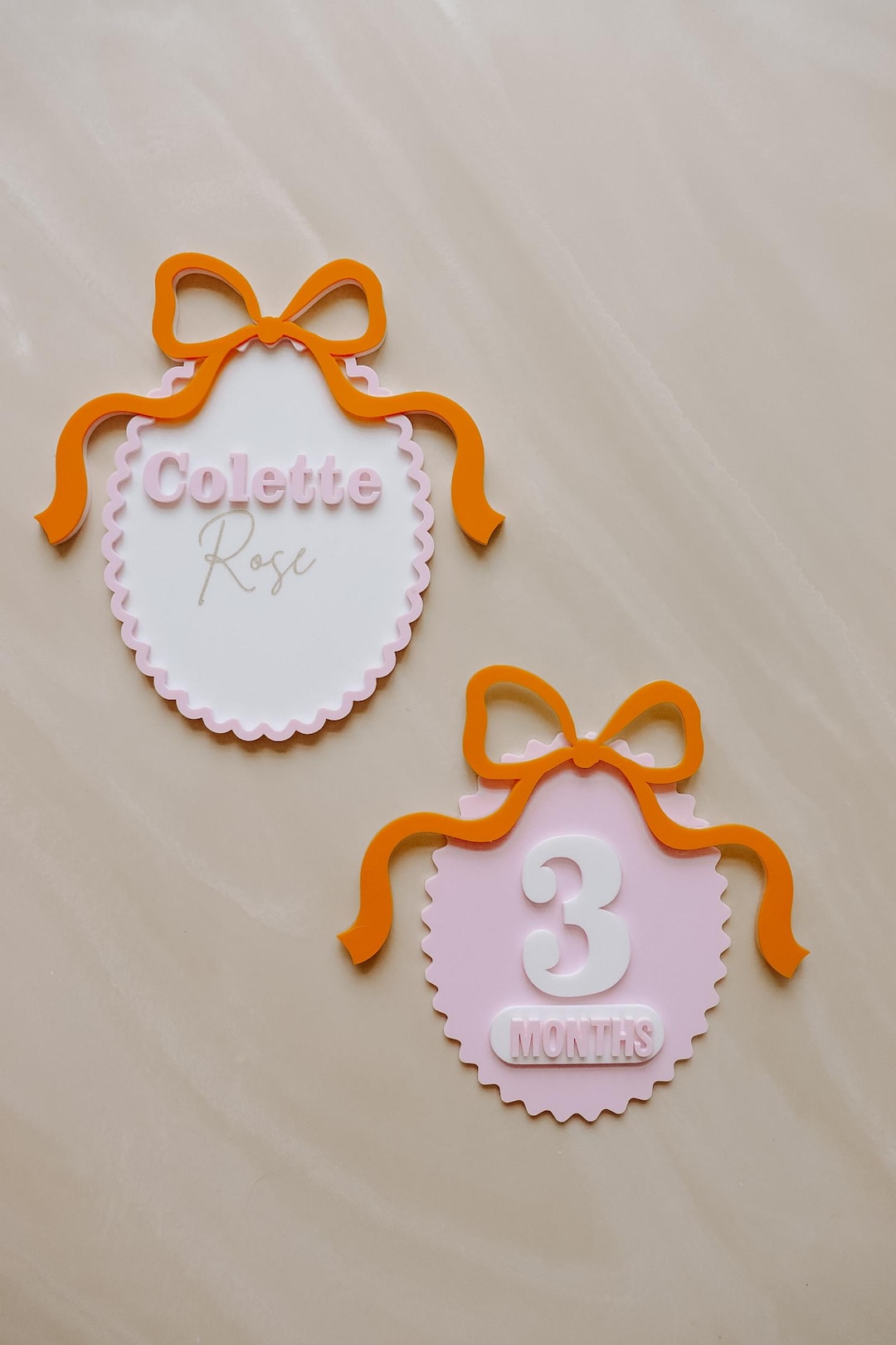 Acrylic Baby Name Plate With Bow | Interchangeable Acrylic Bow Monthly ...