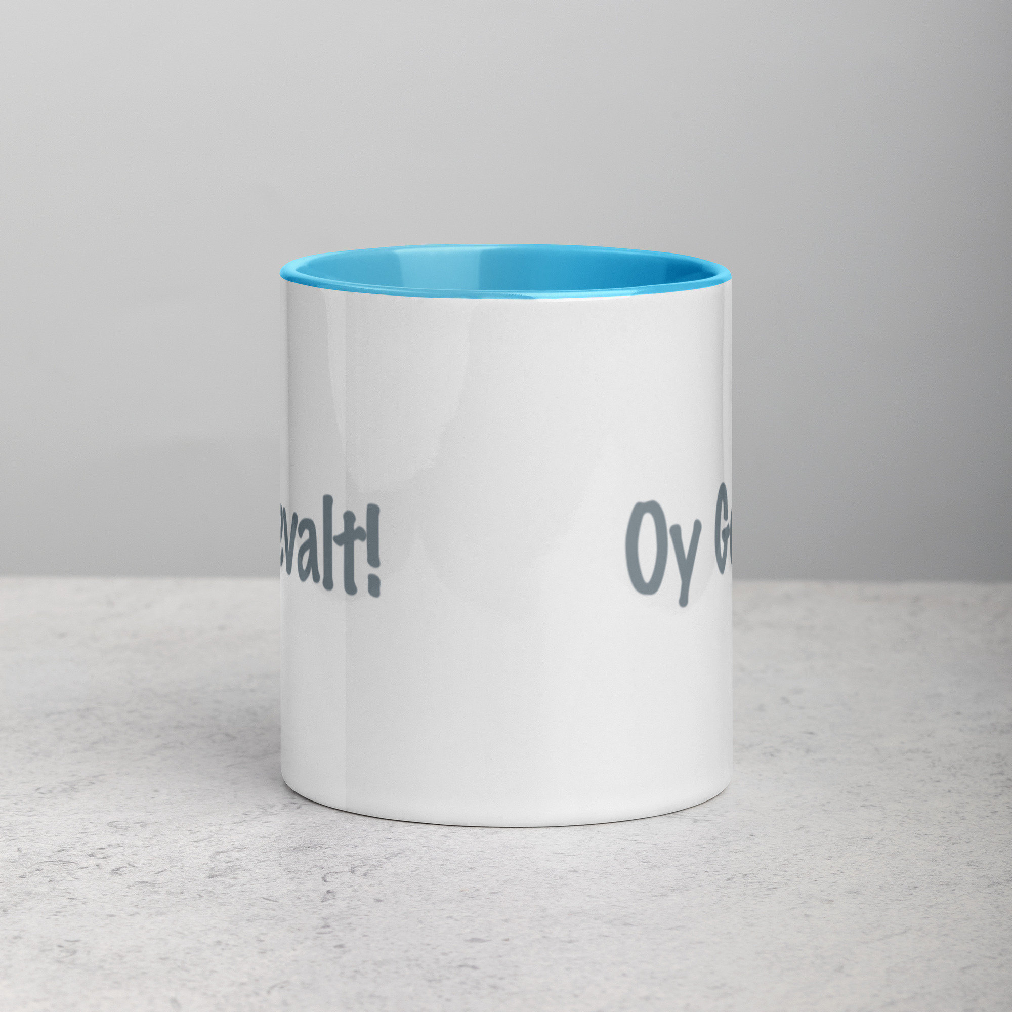 Oy Gevalt Jewish Mug, Blue Color Inside and Handle, Funny Yiddish ...