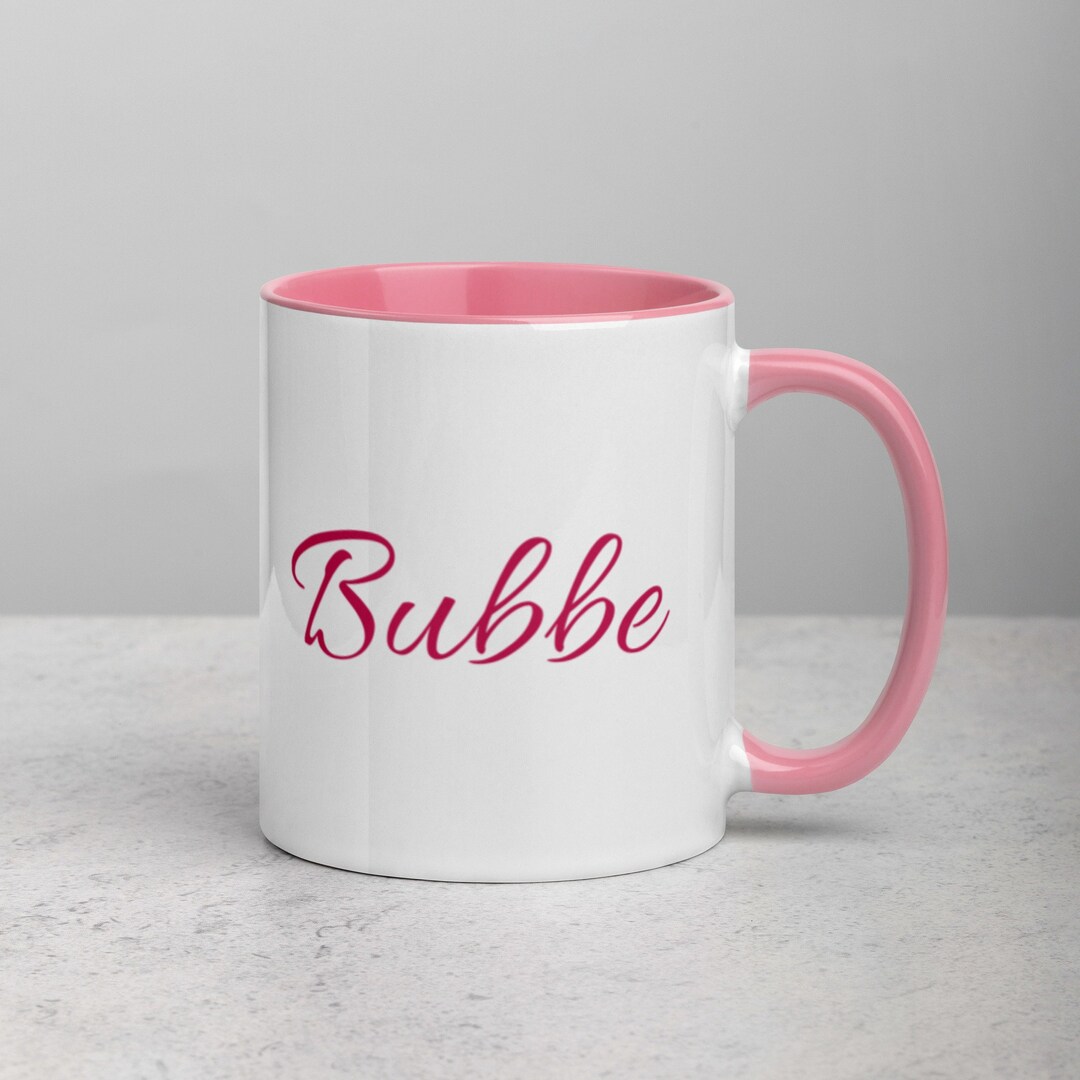 Bubbe Jewish Mug Pink Color Inside and Handle Grandmother - Etsy