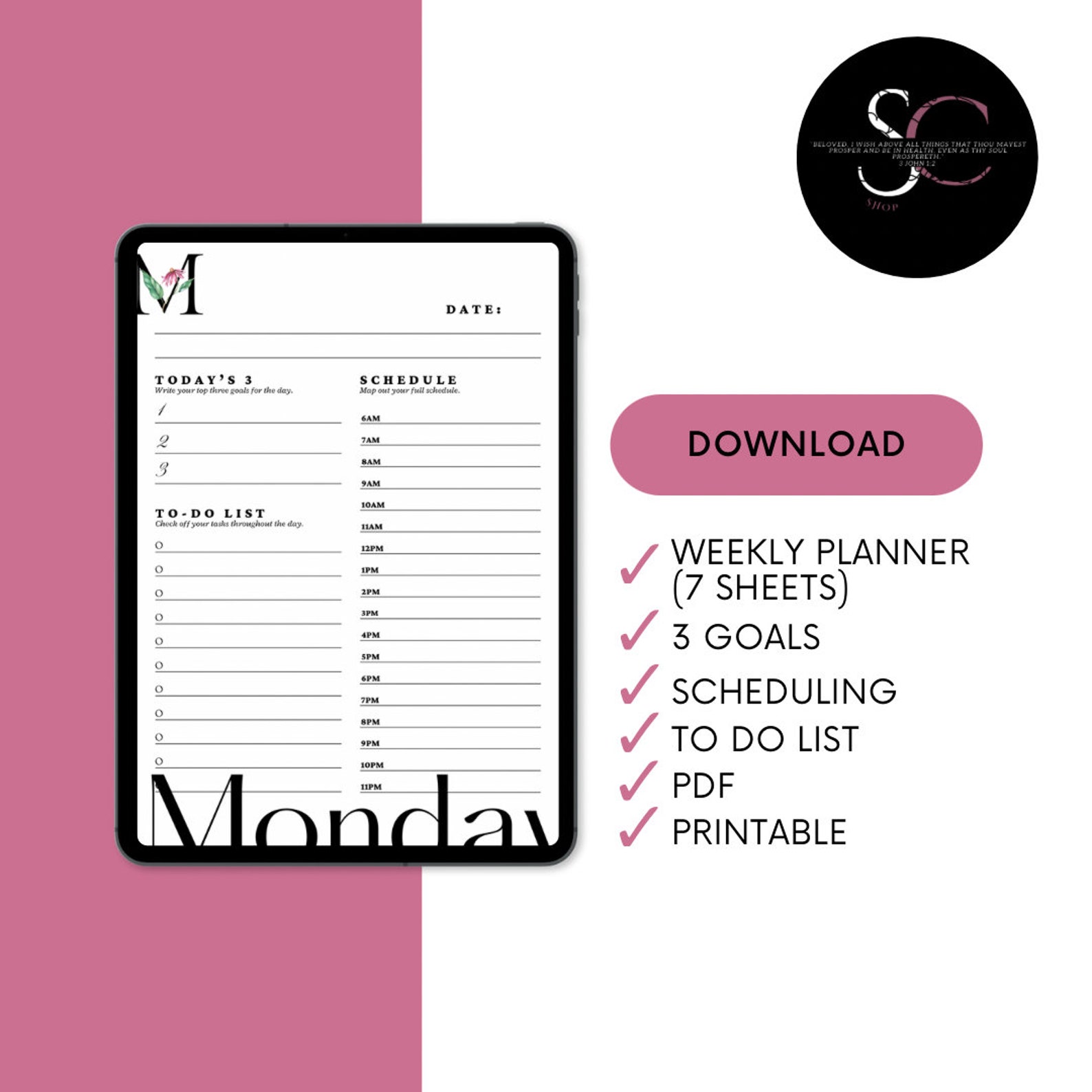 Printable Weekly Planner A2 Instant Download Journal PDF - Etsy