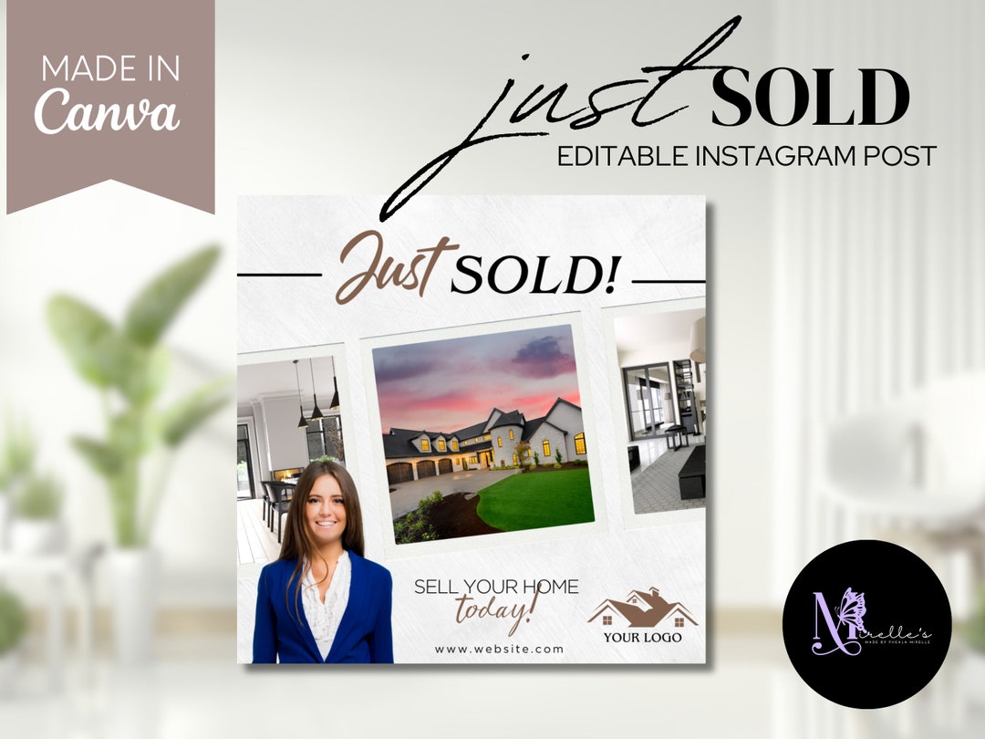 Real Estate Instagram Post, Just Sold Graphic, Real Estate Marketing ...