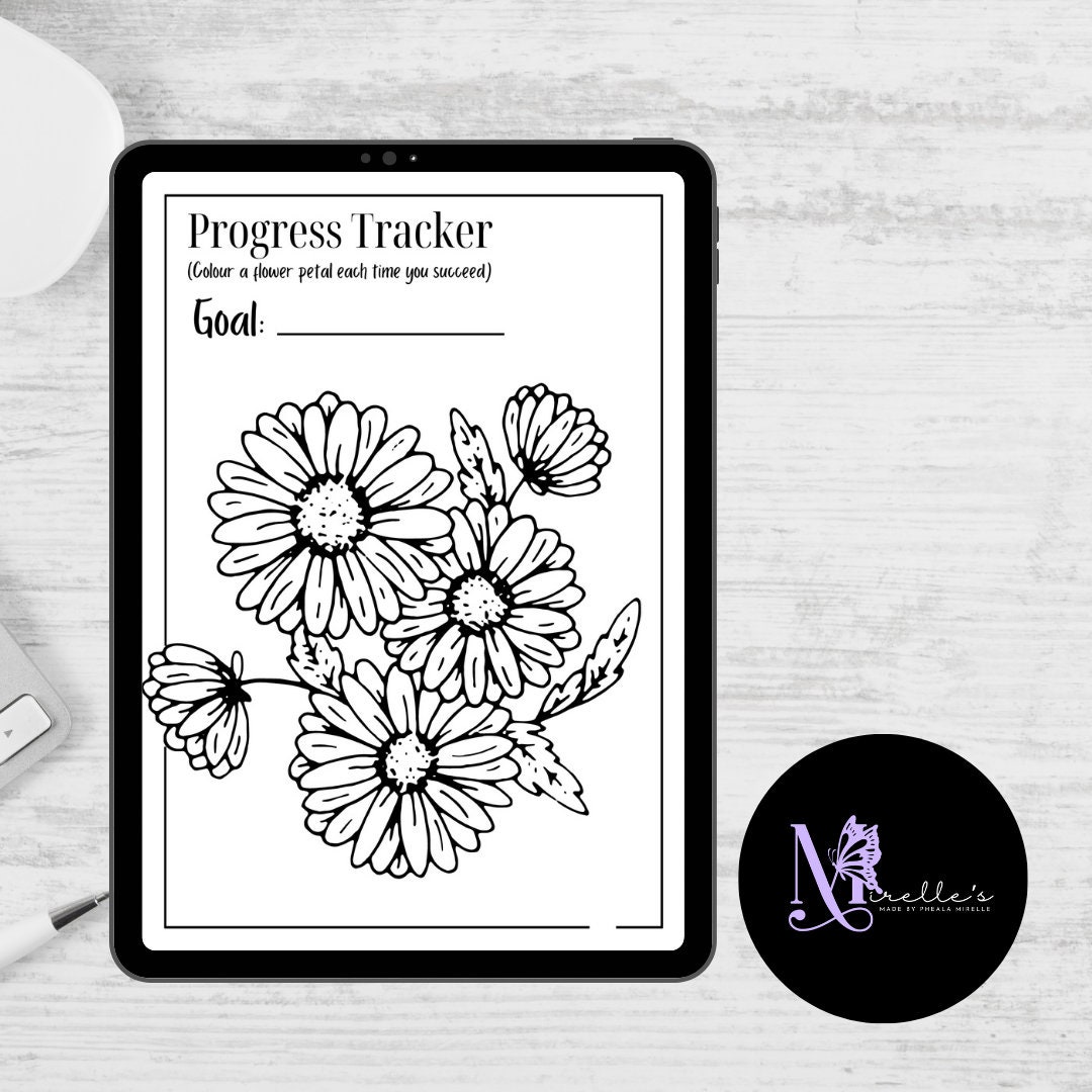 Progress Tracker Printable (flowers), Instant Download, Goals Tracker ...
