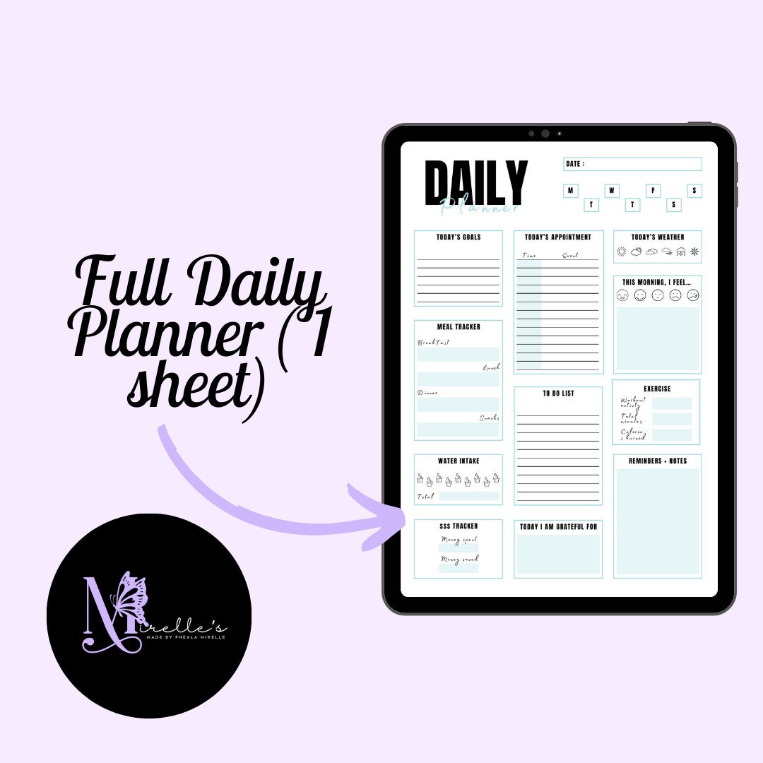 Full Daily Planner, PDF Download, Daily Journal, Instant Download ...