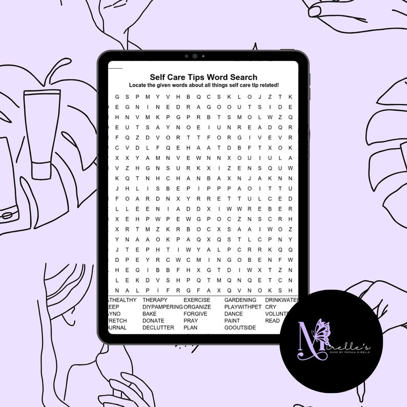 Self Care Word Search, Crossword Puzzle, Self Care Tips, Girls Night ...