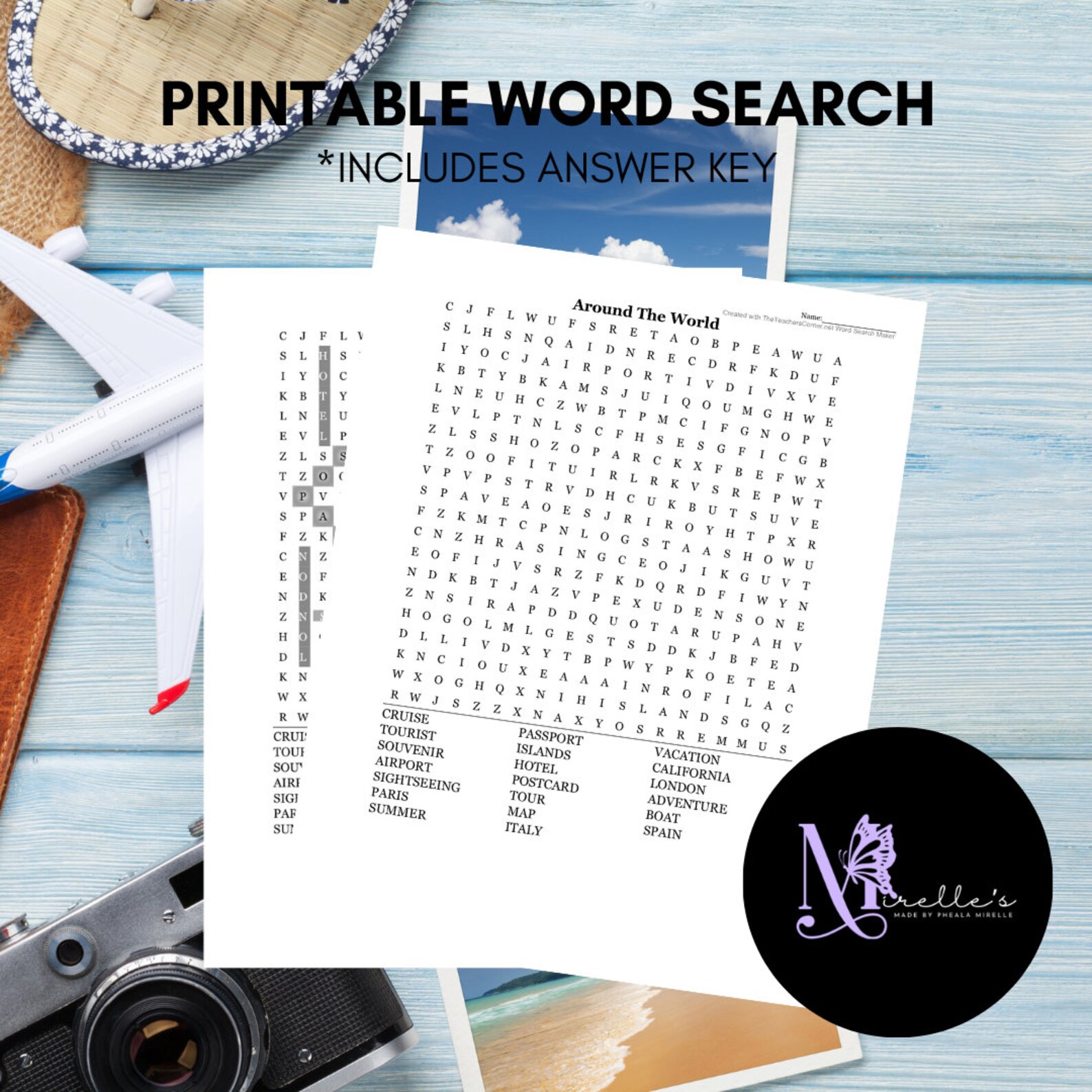 Around the World Printable Word Search, Digital Printable, Download PDF ...