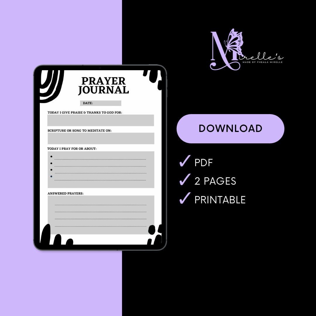 Printable Prayer Journal, Instant Download, PDF Download, Prayer ...