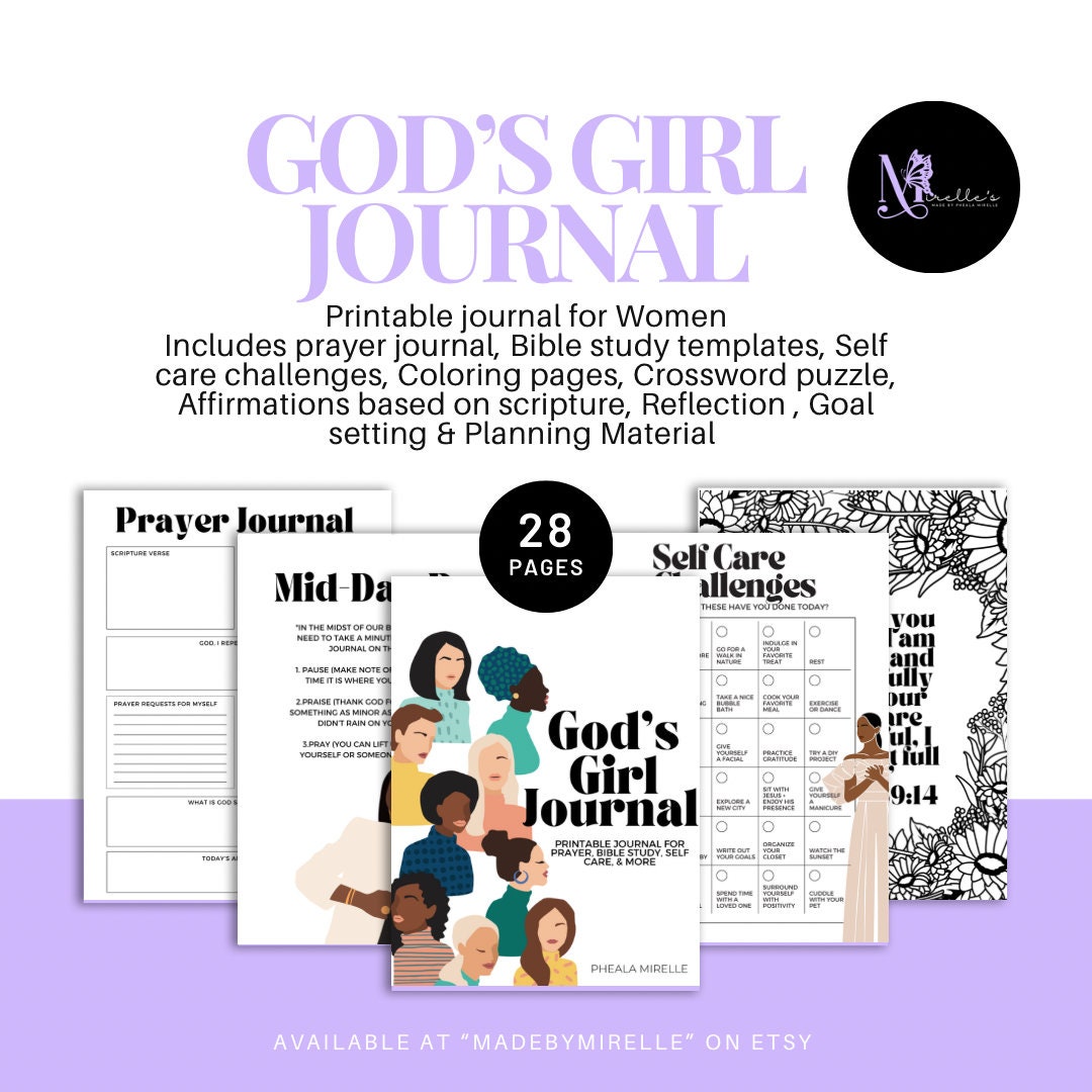 Gods Girl Journal, Self Care, 2024 Calendar, Printable Planner ...
