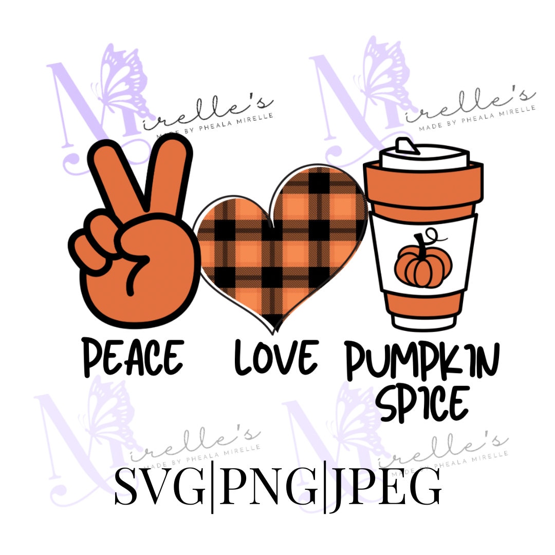 Peace Love Pumpkin Spice SVG, PNG Download, Coffee Lover Shirt Design ...