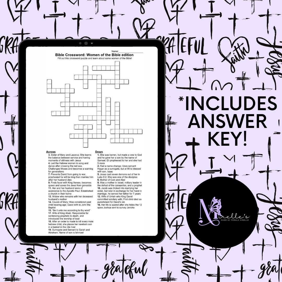 Women of the Bible, Bible Study Activity, Christian Crossword ...