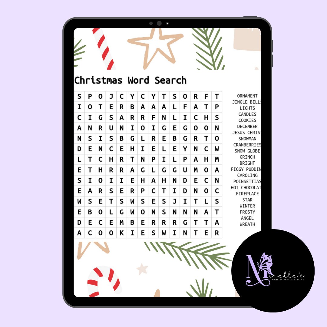 Christmas Search, Christmas Word Game, Christmas Activity, Instant ...