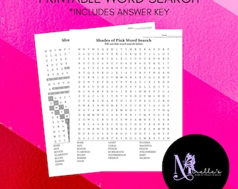 Shades of Blue Word Search Printable, Digital Printable, Download PDF ...