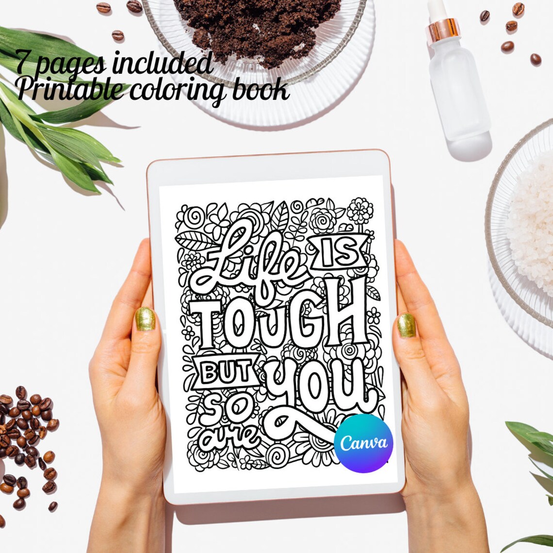 Canva Inspirational Printable Coloring Book, Inspirational Quotes ...