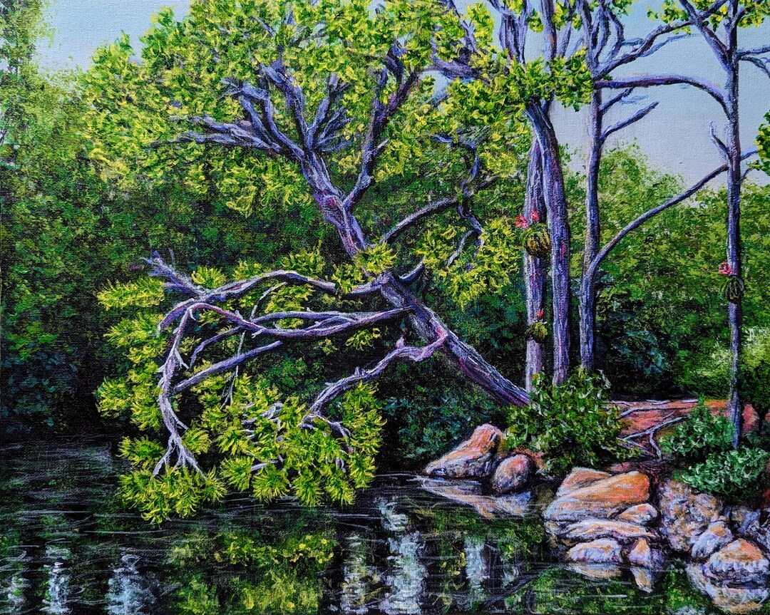 Falling Tree Landscape Painting, Beautiful Art 20x16 - Etsy