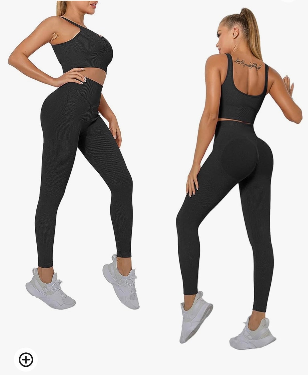 Workout Outfit for Women 2 Piece Butt Lifting Gym Yoga Sets Seamless ...