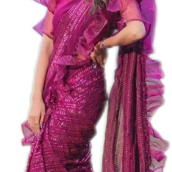 Ruffle Saree - Etsy