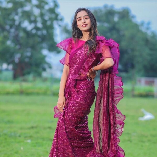Ruffle Saree - Etsy