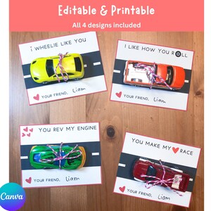 Printable Car Classroom Valentines | Boy Valentines | Race Car ...