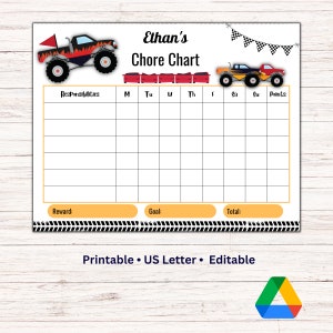 Chore Chart for Kids | Editable Kid Chore Chart | Responsibility ...