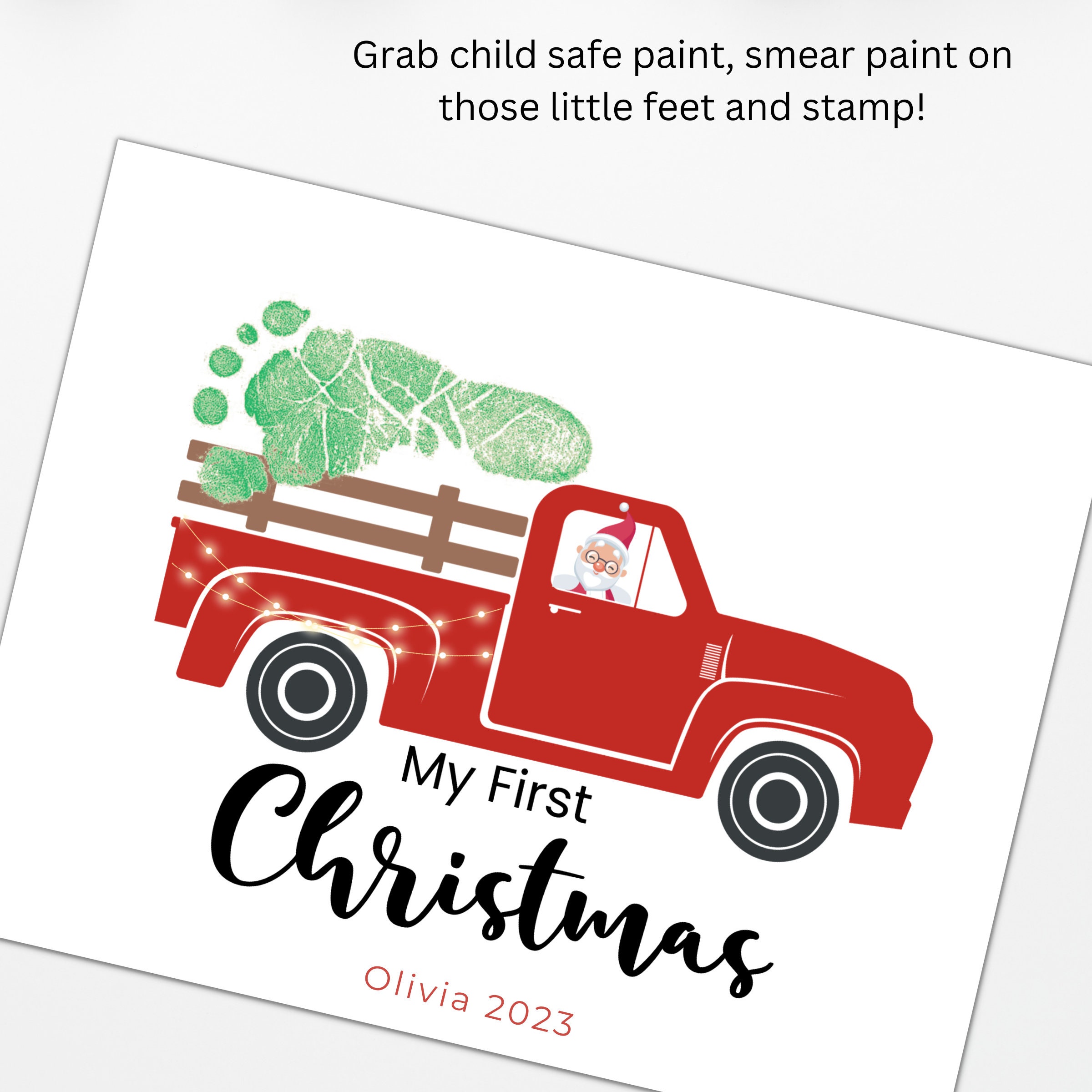 Editable Baby's First Christmas Footprint Activity Christmas Truck ...