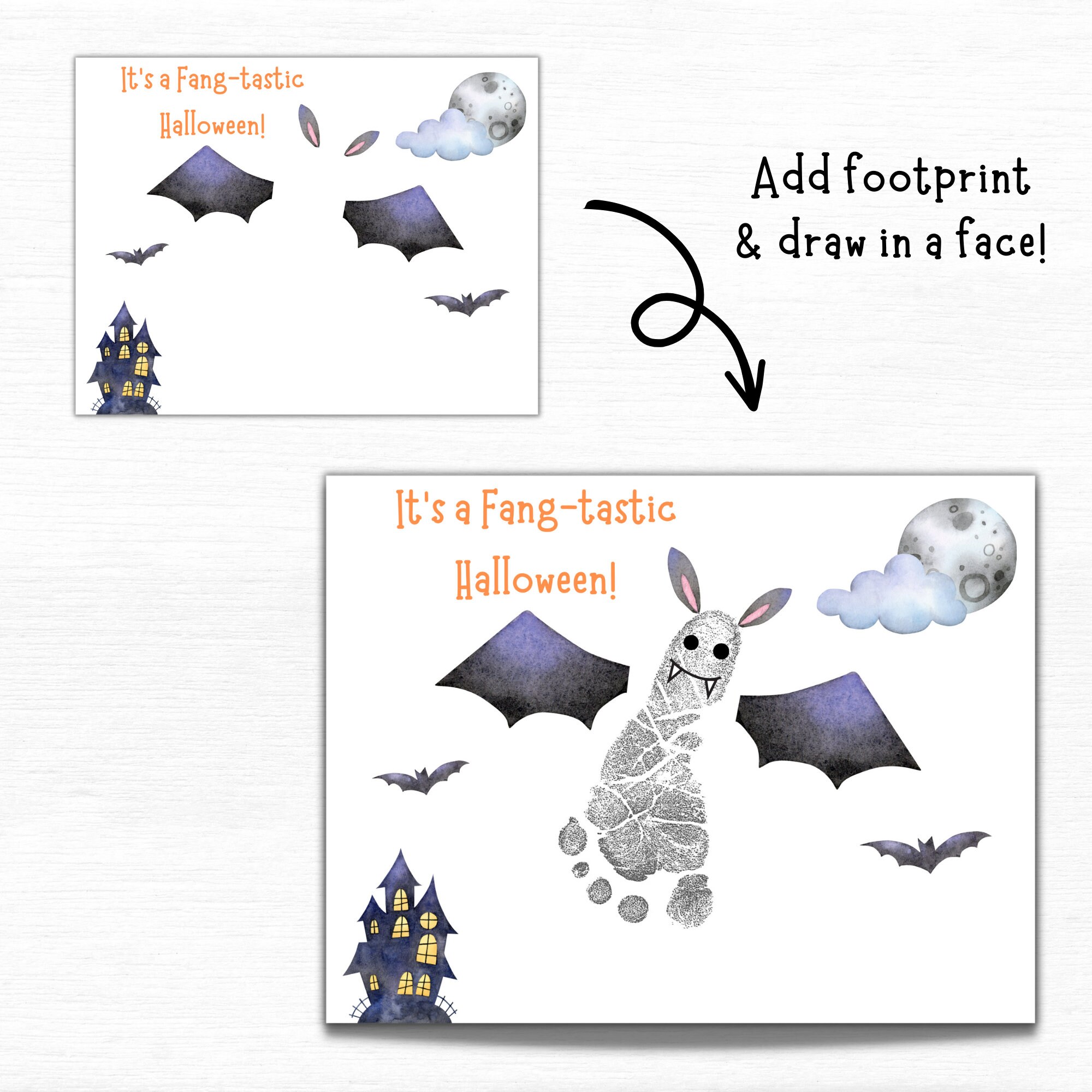 Halloween Handprint Craft Footprint Art Toddler Halloween - Etsy