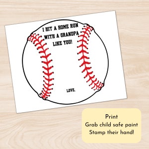 Father’s Day Grandpa Handprint Craft | Printable Baseball Handprint Art ...