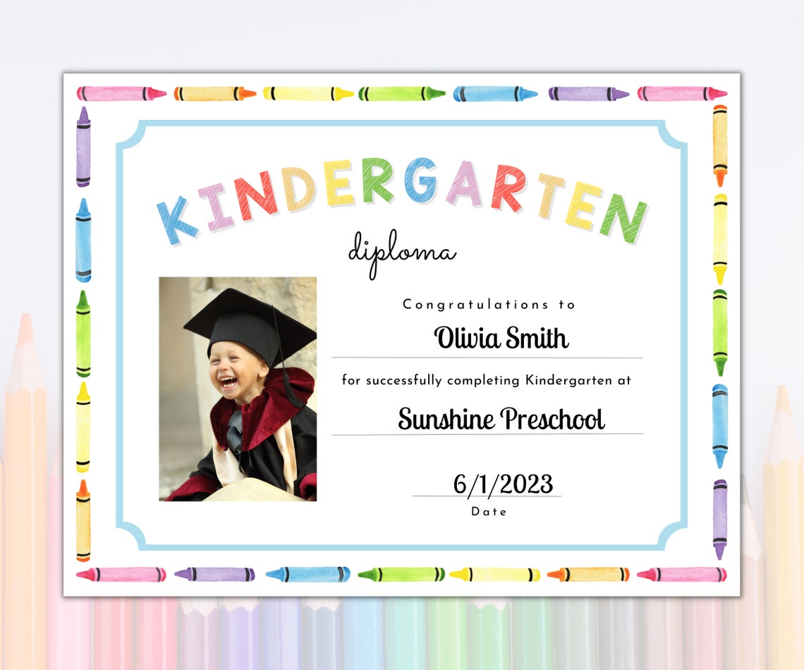 Printable Kindergarten Graduation Diploma | Kinder Certificate Editable ...