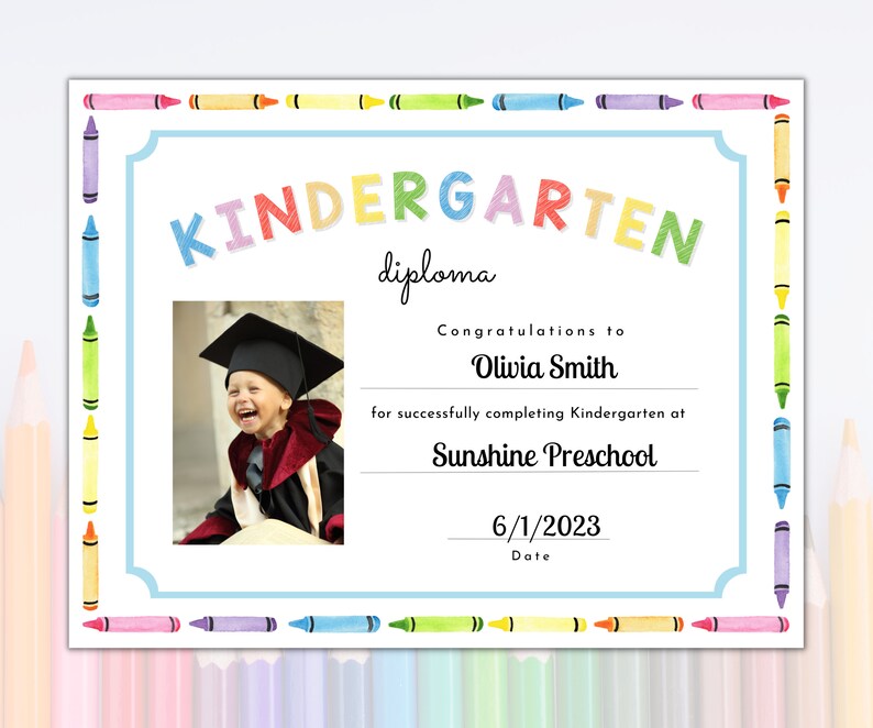 Printable Kindergarten Graduation Diploma Kinder Certificate - Etsy