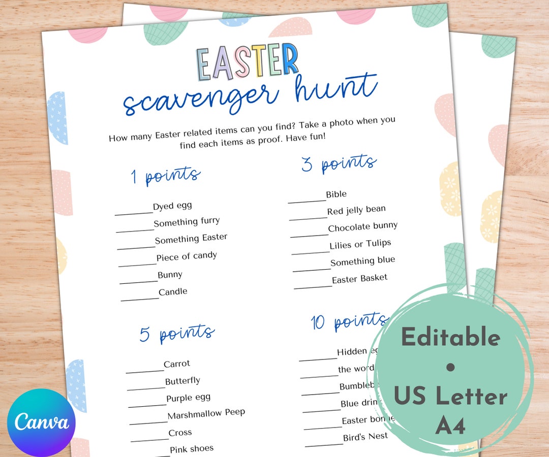 Printable Easter Scavenger Hunt Point Game | Family Game Night | Easter ...