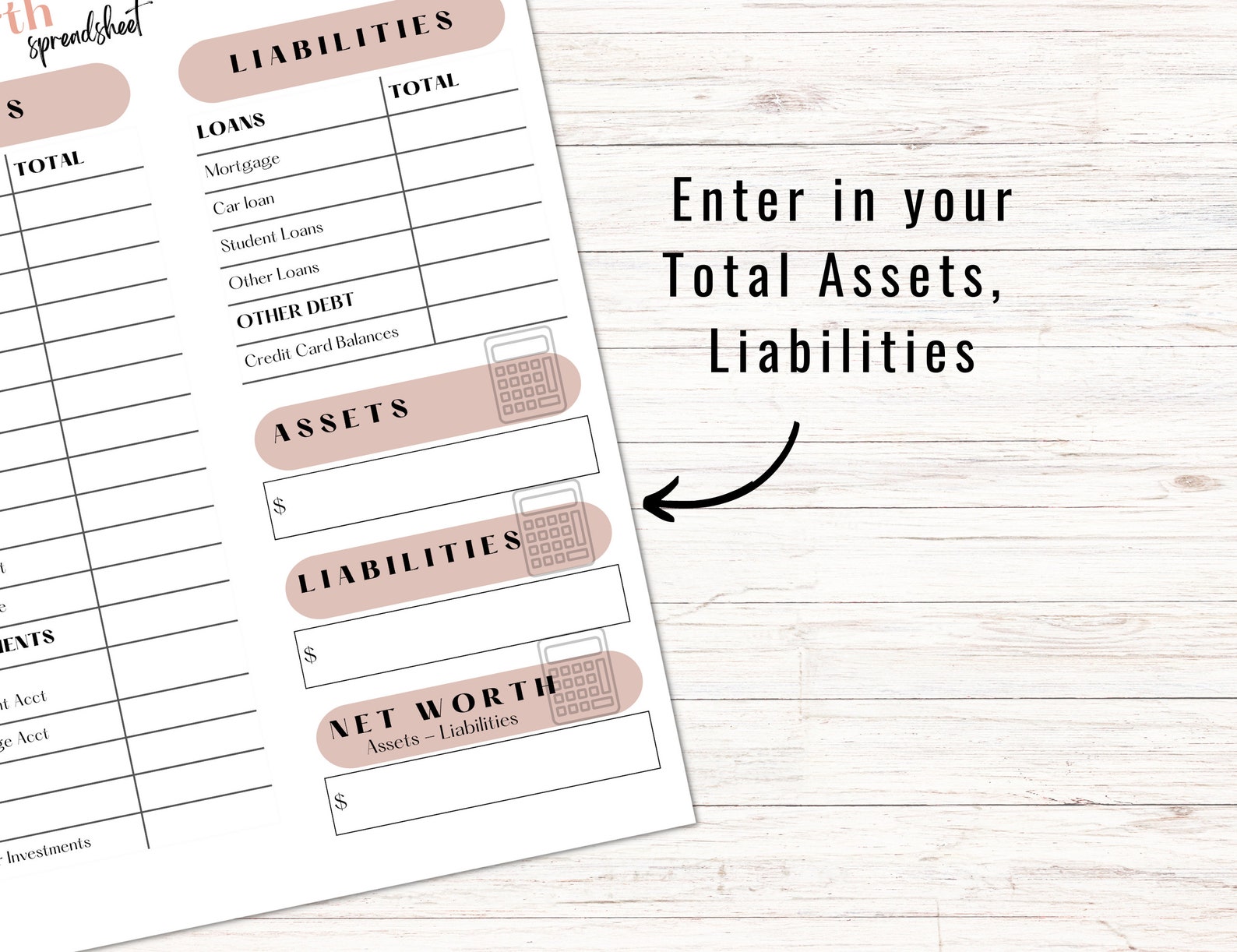 Net Worth Tracker Printable Net Worth Annual Worksheet - Etsy